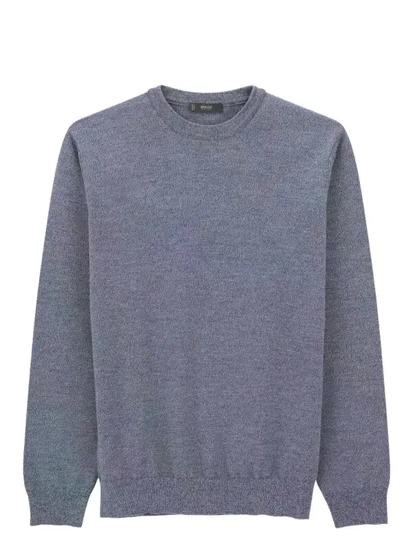 Boggi Milano Crew-neck Jumper In Merino Wool Cashwool® Moulin - Blue