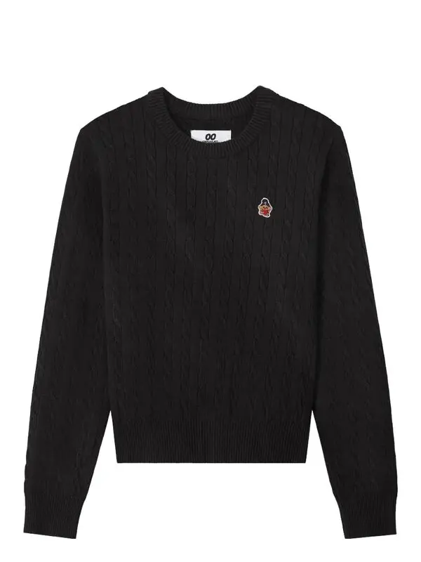 CHOCOOLATE Cable-knit Logo-patch Sweater - Black