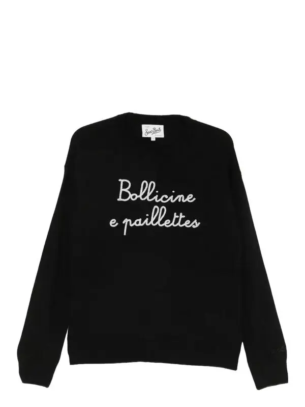 MC2 SAINT BARTH Tessa Embroidered Crew-neck Sweater - Black
