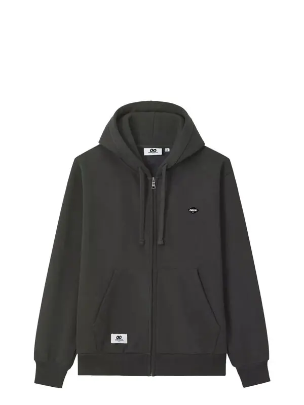 CHOCOOLATE Zip-up Logo-patch Hoodie - Grey