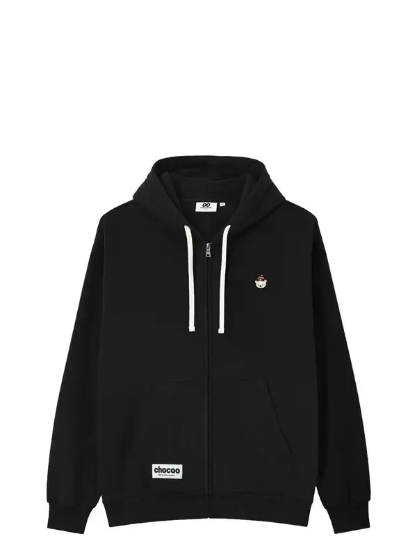 CHOCOOLATE Embroidered Zip-up Hoodie - Black