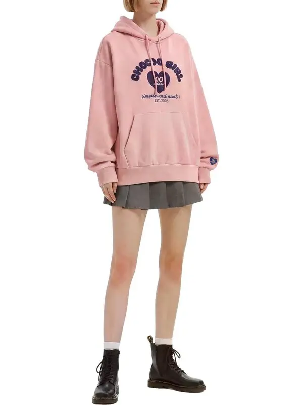 CHOCOOLATE Logo-print Heart-motif Hoodie - Pink