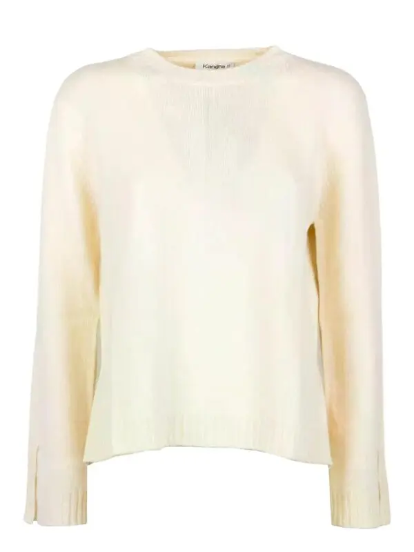 KANGRA Slit-cuff Crew-neck Sweater - Neutrals