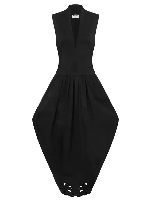 Moschino Broderie-anglaise V-neck Dress - Black