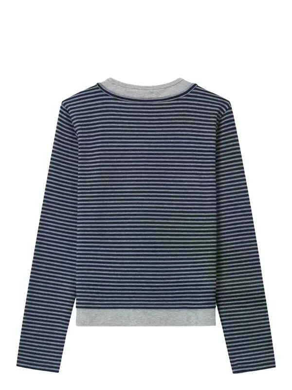 FINGERCROXX Striped Layered-effect T-shirt - Blue
