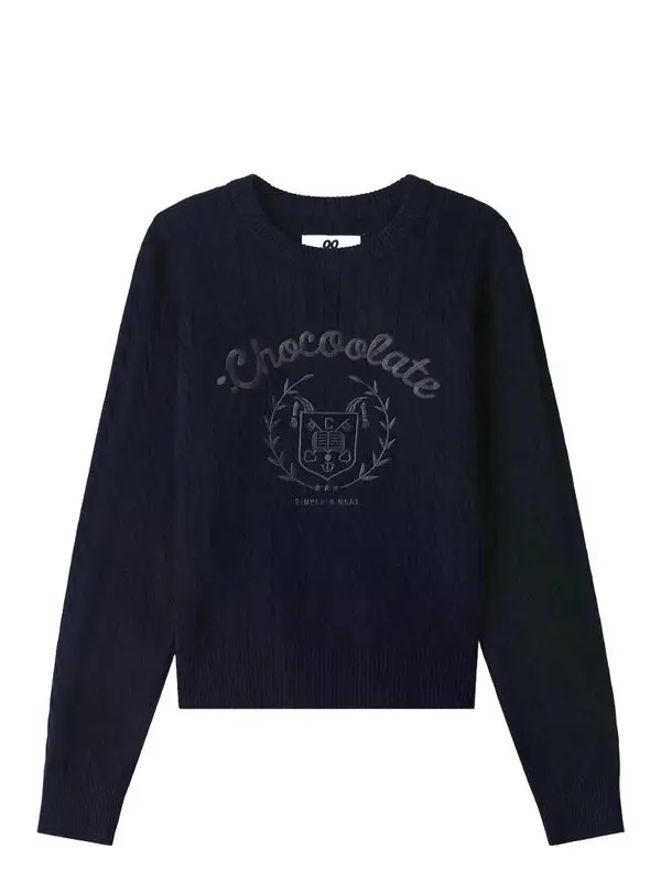 CHOCOOLATE Cable-knit Logo-embroidered Sweater - Blue