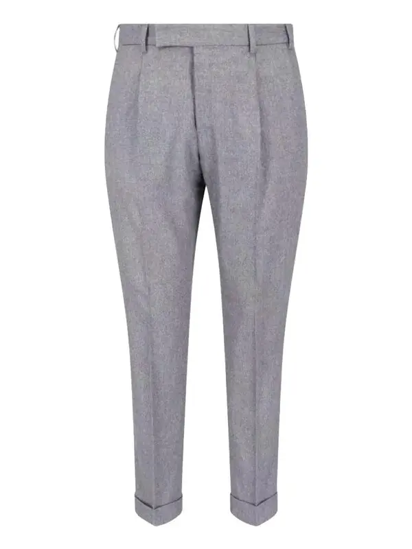 PT TORINO Pleated Turn-up Trousers - Grey