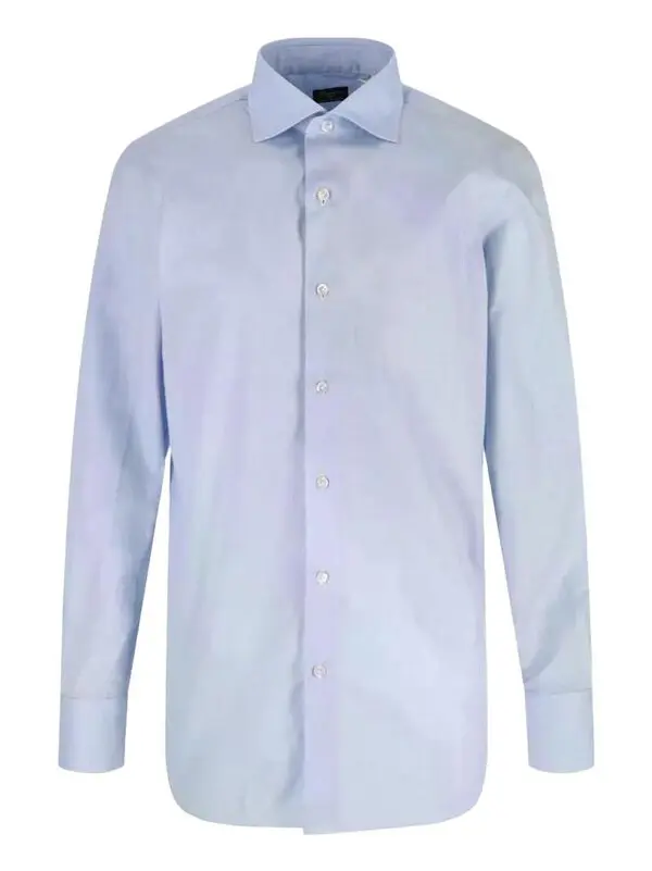 FINAMORE 1925 Spread-collar Long-sleeve Shirt - Blue