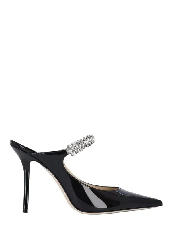 JIMMY CHOO Bing 100 Patent-leather Mules With Crystal Strap - Black