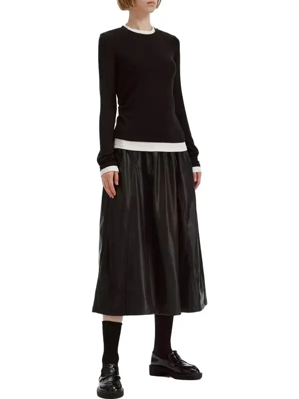 TOUT A COUP Layered-effect Ruched-side Top - Black