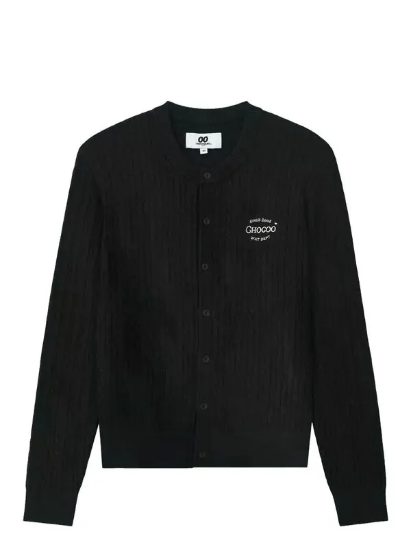 CHOCOOLATE Cable-knit Logo-embroidered Cardigan - Black