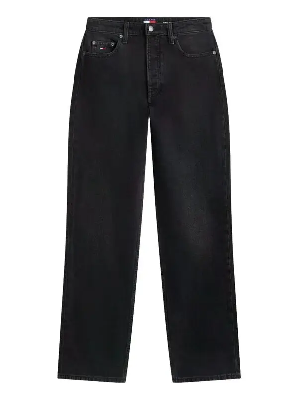 Tommy Hilfiger Faded-effect Logo-patch Jeans - Black