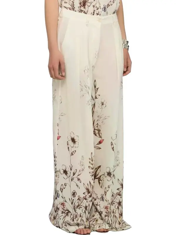 SEMICOUTURE Angeline Floral-print Palazzo Pants - Neutrals