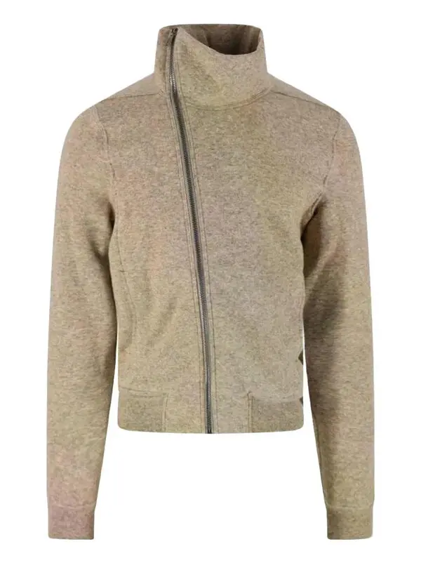 Rick Owens Tower Bauhaus Asymmetric-zip Funnel-neck Sweater - Neutrals