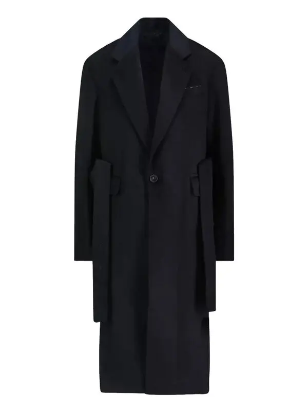 SETCHU Single-breasted Belted Coat - Black