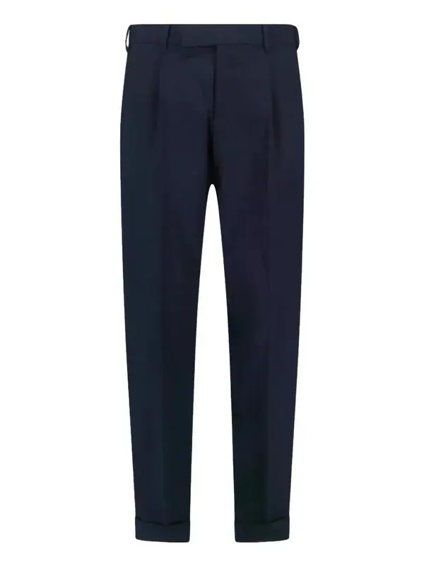 PT TORINO Pleated Turn-up Trousers - Blue