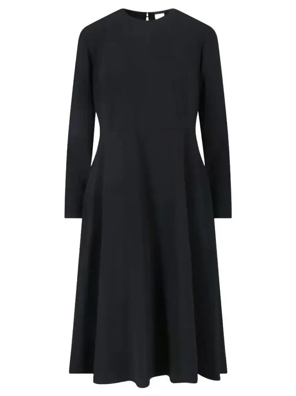 Aspesi Long-sleeve Flared Midi Dress - Black