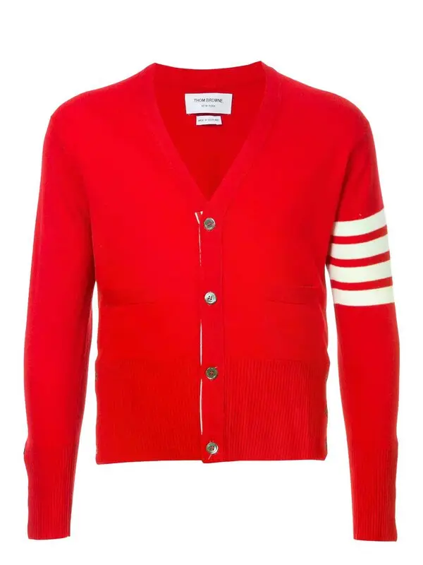 Thom Browne Cashmere 4-bar Stripe Cardigan - Red