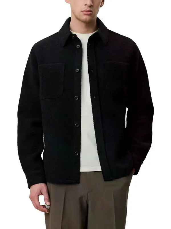 LES DEUX Bouclé Patch-pocket Shirt Jacket - Black