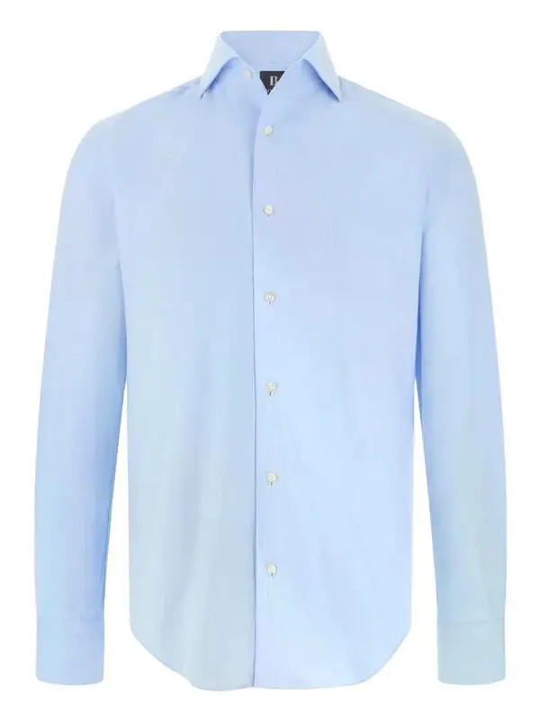 Boggi Milano Shirt In Cotton Dobby Regular-fit - Blue