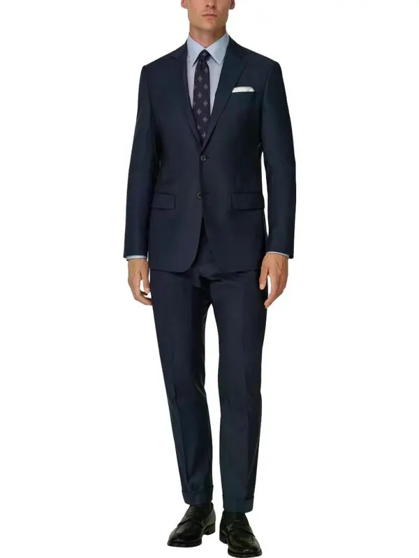 Boggi Milano Suit In Stretch Wool Pinstripe - Blue