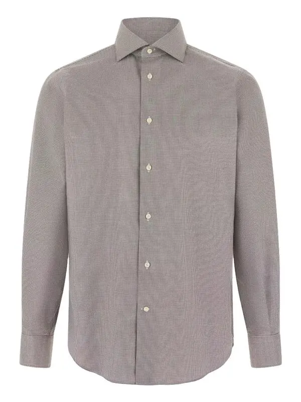 Boggi Milano Houndstooth Cotton Shirt Regular-fit - Brown