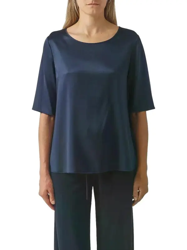 Max Mara Segale Satin-finish Short-sleeve Top - Blue