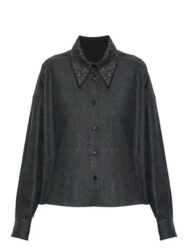 Fabiana Filippi Bead-embellished Collar Shirt - Grey