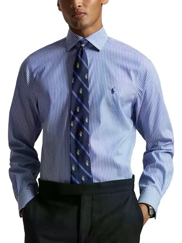 Polo Ralph Lauren Regent Custom Fit Striped Poplin Shirt - Blue