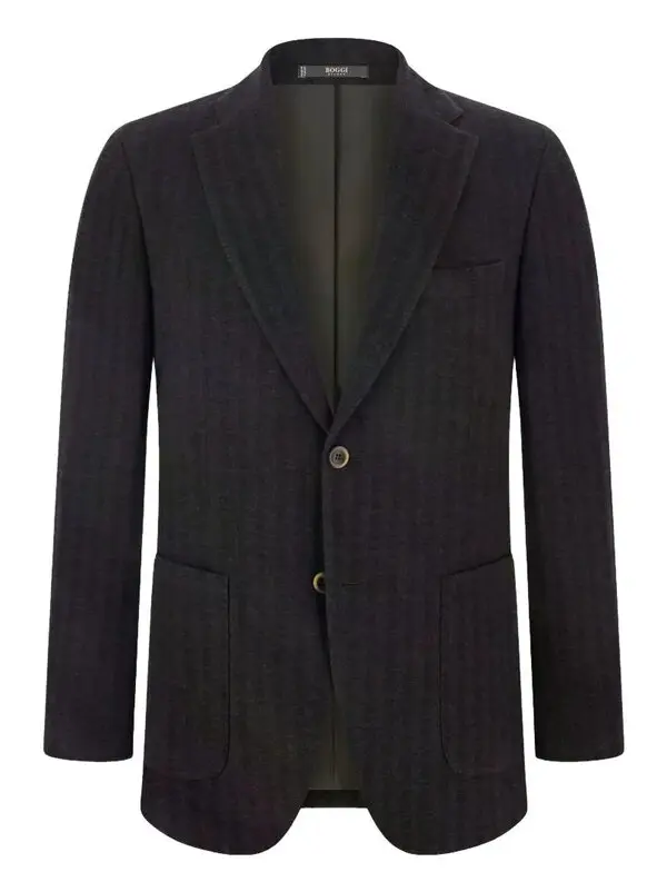 Boggi Milano Blazer Herringbone In Cotton And Wool B Jersey - Brown
