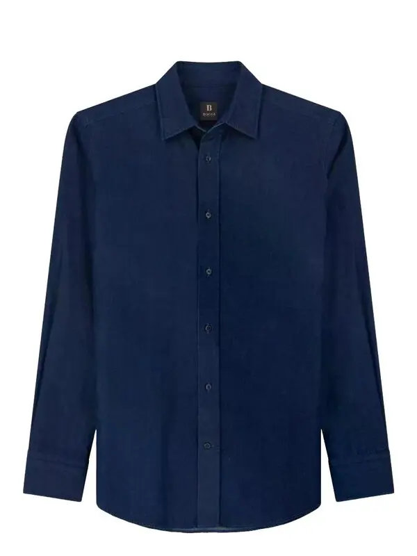 Boggi Milano Shirt In Cotton Denim Regular-fit - Blue