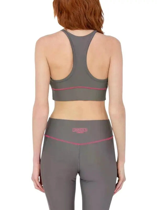Moschino Logo-print Sports Bra - Grey