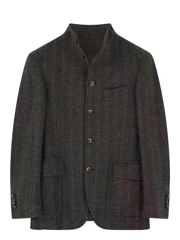 Boggi Milano Peacoat Herringbone In Wool And Cotton - Grey