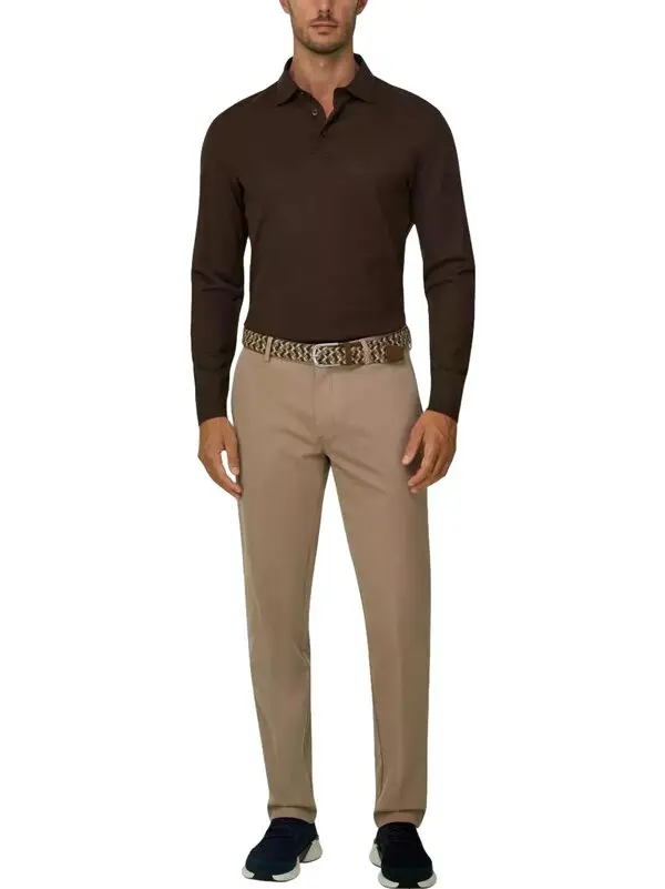 Boggi Milano Trousers In Stretch Cotton - Neutrals