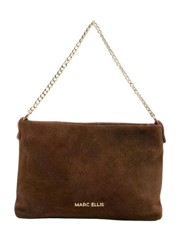 MARC ELLIS Ester Cm Suede Logo-lettering Shoulder Bag - Brown