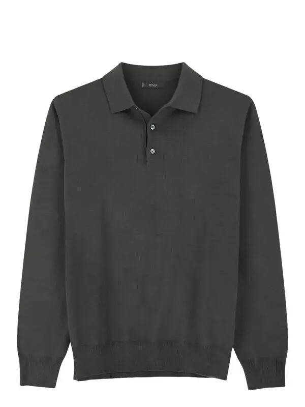 Boggi Milano Knitted Polo Shirt In Merino - Grey