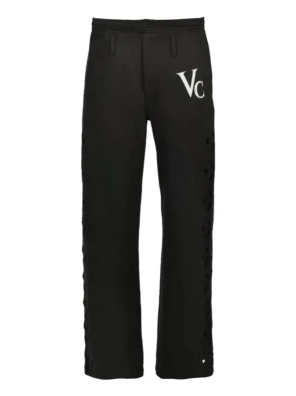 MASU Heart-hole Logo-print Track Pants - Black