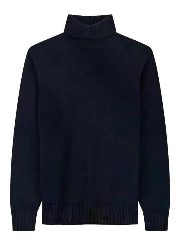 Boggi Milano Turtleneck Jumper In Extrafine Merino Wool - Blue