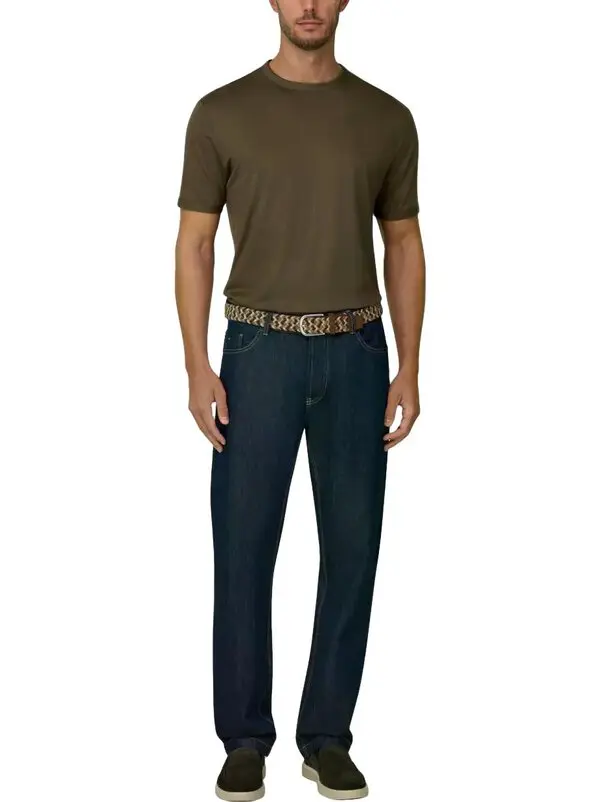 Boggi Milano T-shirt In Wool-jersey Wooltech - Brown