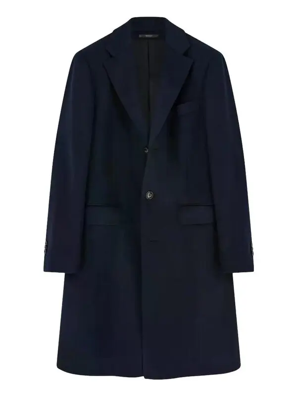 Boggi Milano Single-breasted Wool Coat - Blue