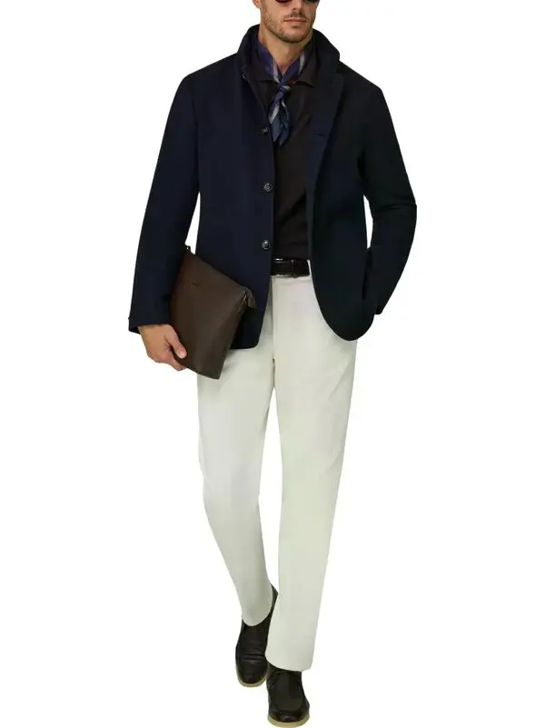 Boggi Milano Peacoat Padded In Wool Blend Mélange - Blue