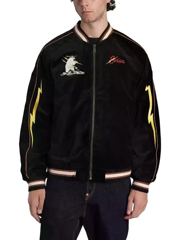 EVISU Embroidered Bomber Jacket - Black