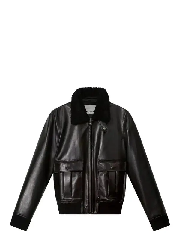 MARANT Bowy Fur-collar Leather Jacket - Black