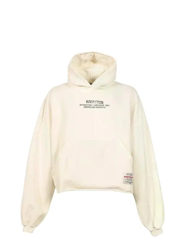 RRR123 Archive American Logo-print Cropped Hoodie - Neutrals