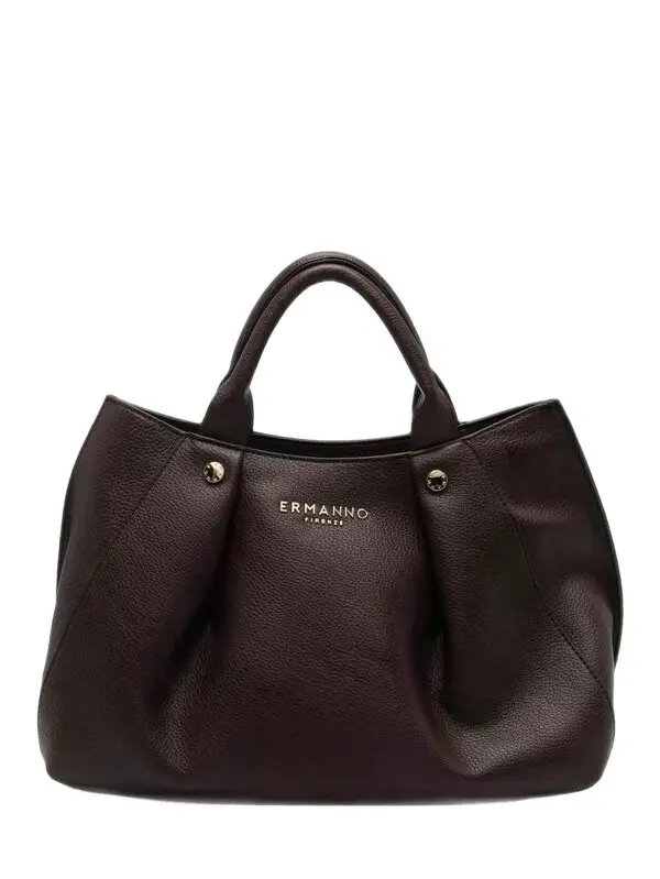 ERMANNO FIRENZE Logo-plaque Pebbled-leather Tote Bag - Brown