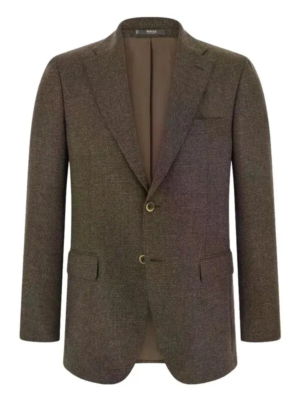 Boggi Milano Blazer Micro Patterned Wool Cashmere - Brown