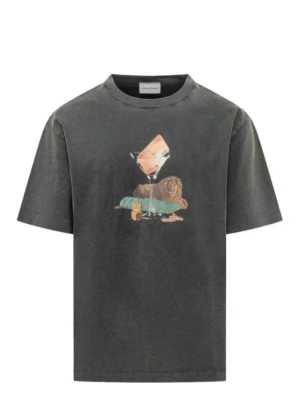 Drole De Monsieur Glass Lion Graphic-print T-shirt - Grey
