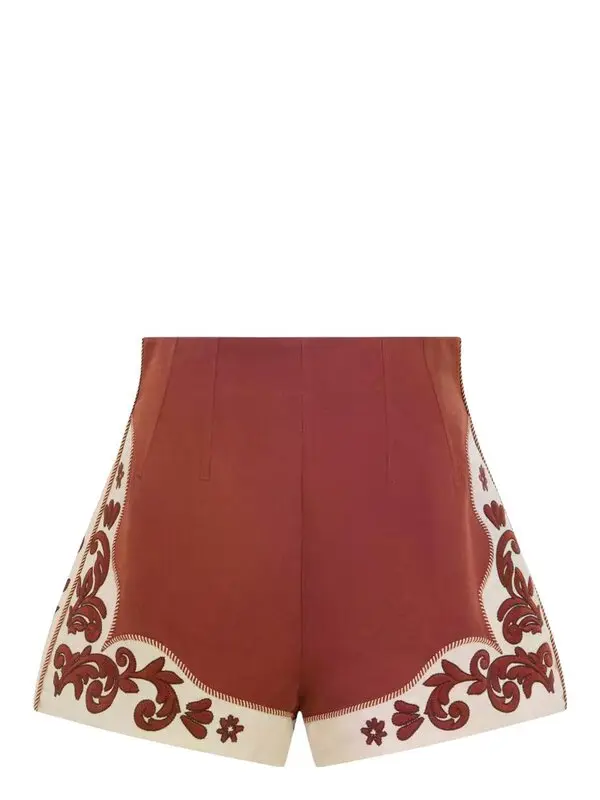 ALEMAIS Duke Embroidered Mini Shorts - Orange