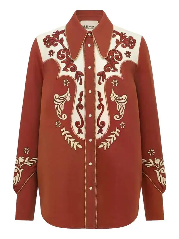 ALEMAIS Duke Embroidered Shirt - Orange