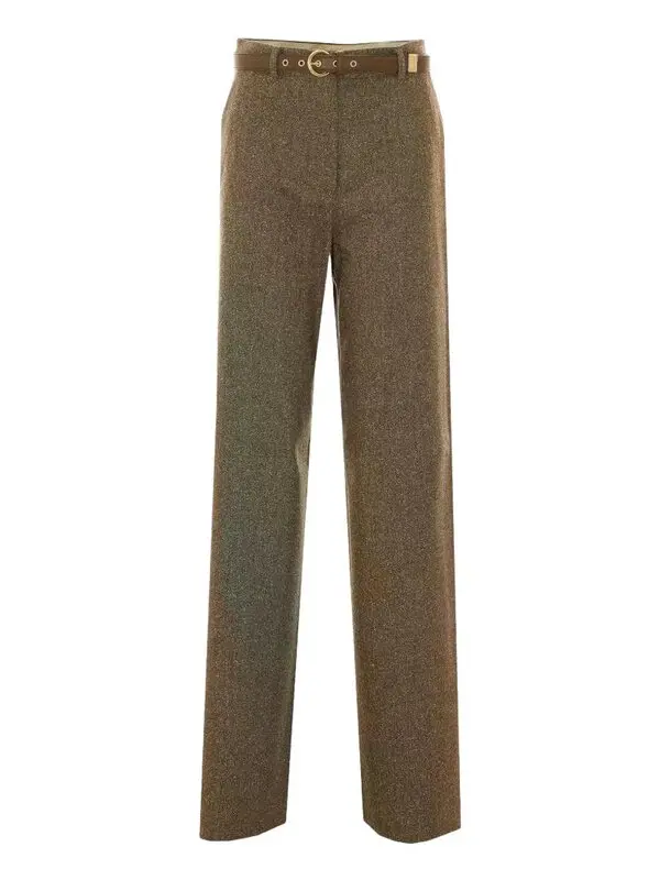 Max Mara Bouclé-motif Belted Trousers - Brown